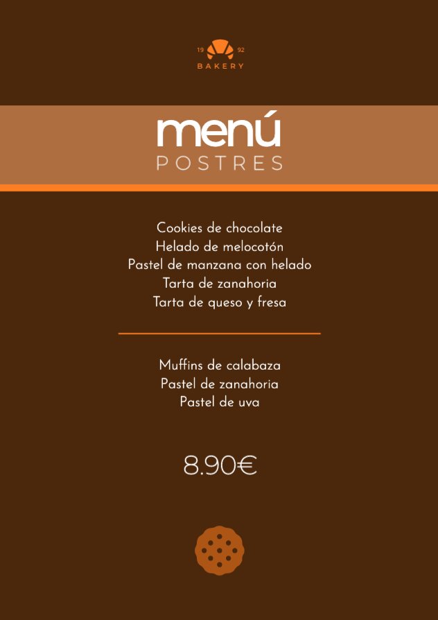 Plantillas de carta de postres para editar online
