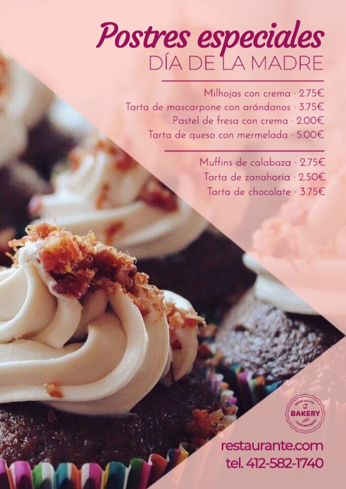 Plantillas de carta de postres para editar online