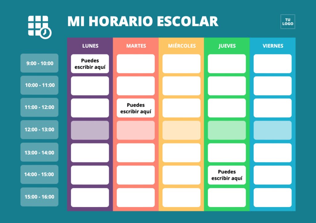 Plantillas Editables Online Para Horarios Escolares
