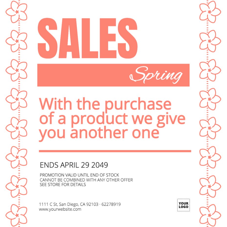 Online editable templates for spring sale posters