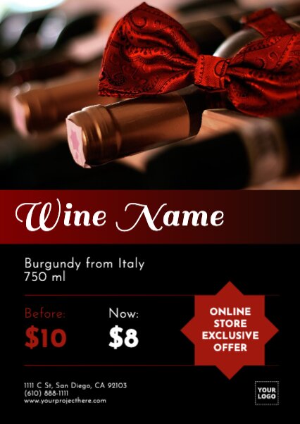 Editable templates for wineries and liquor stores