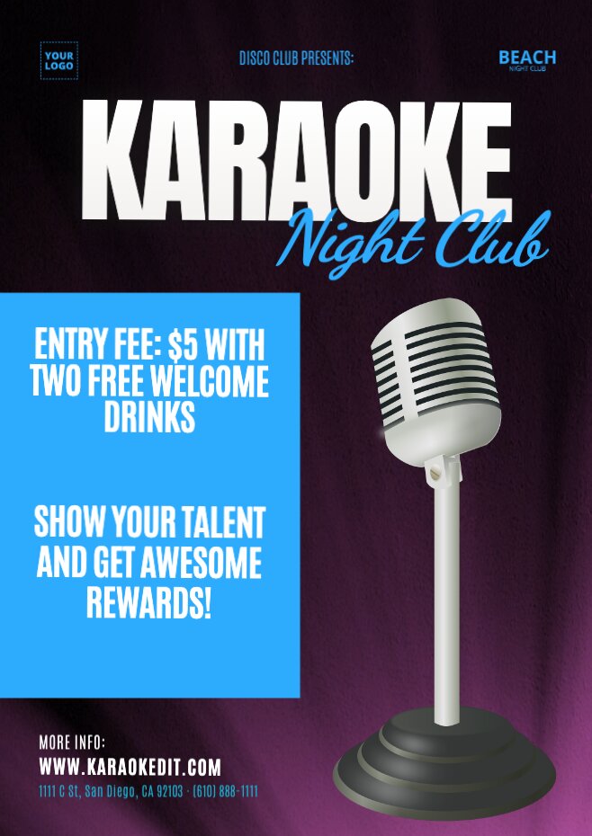 Editable flyer templates to promote Karaoke nights