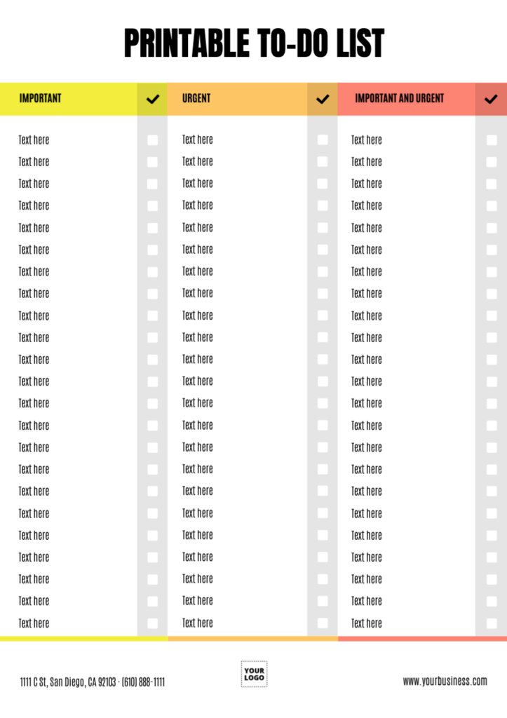 Online editable checklist templates