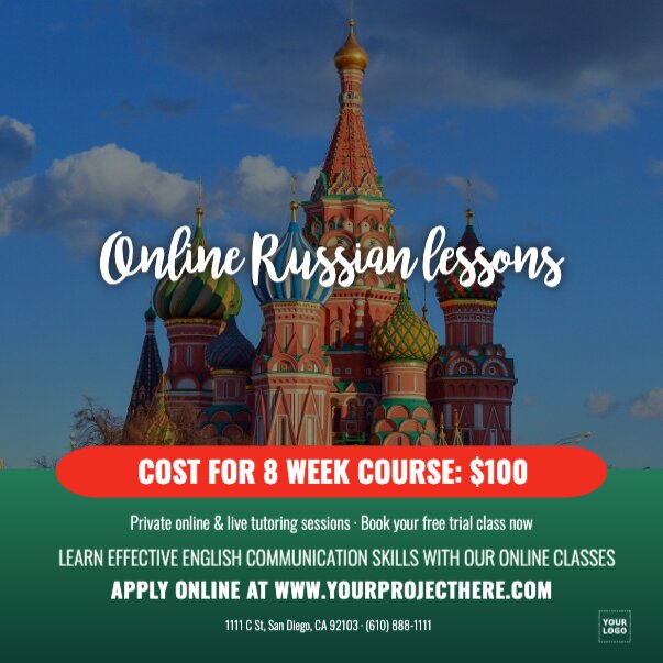 Designs for language classes and courses ads