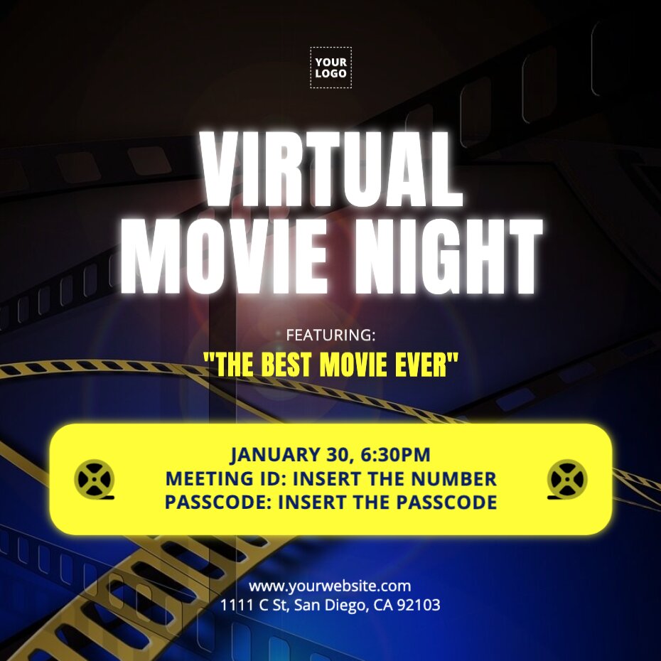 Drive-in and Movie Night custom free templates