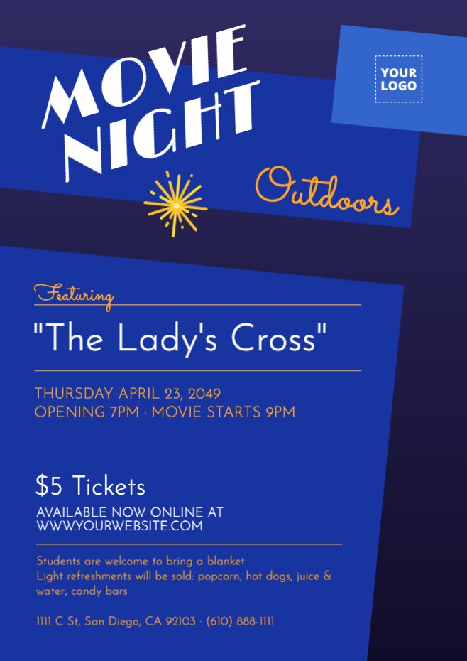 Drive-in and Movie Night custom free templates