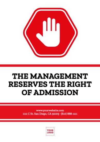 Free printable Right of Admission signs
