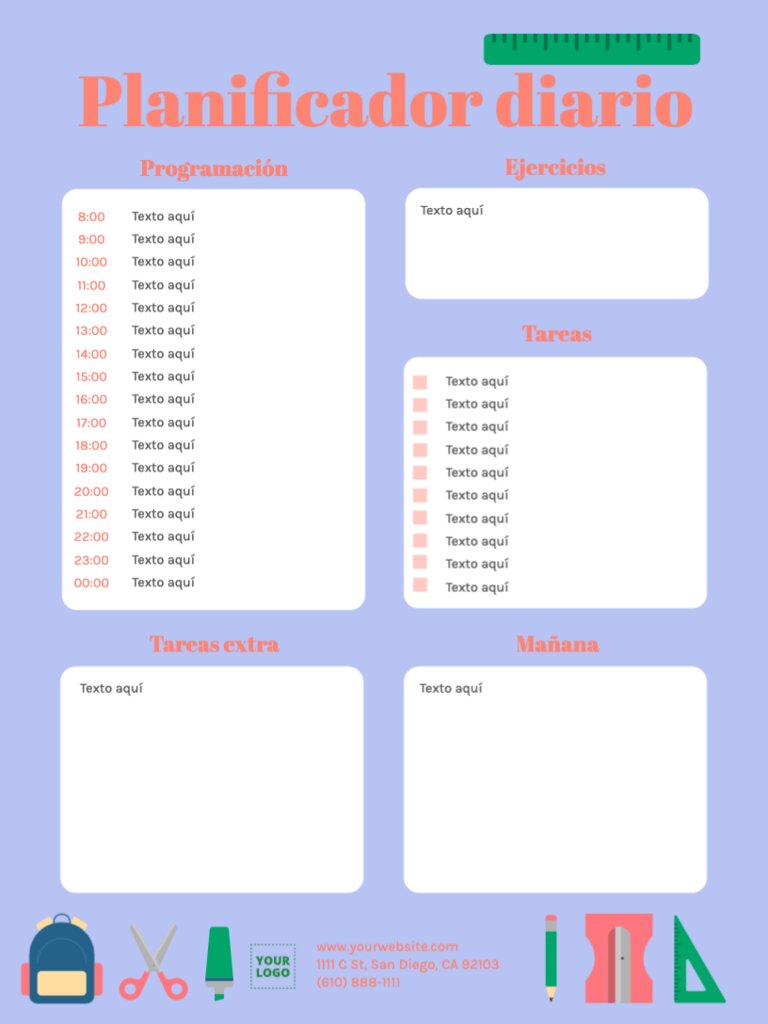 Planificadores diarios para personalizar online