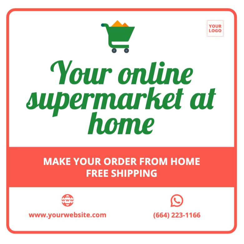 Editable online templates for grocery stores