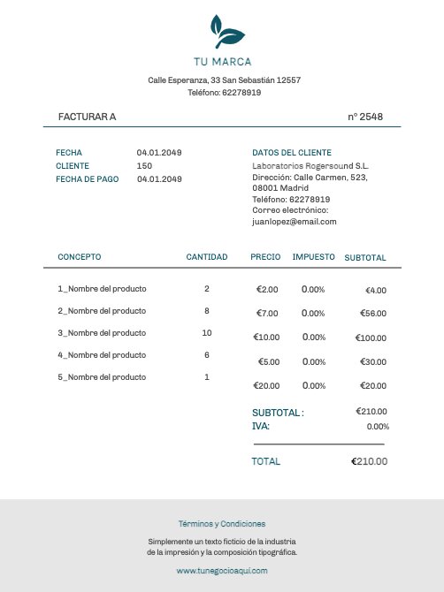 Plantillas de facturas y presupuestos para editar online