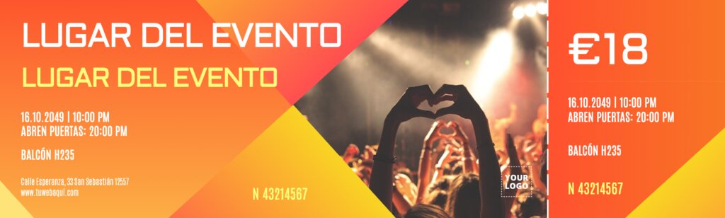 Plantillas de tickets de entrada editables online