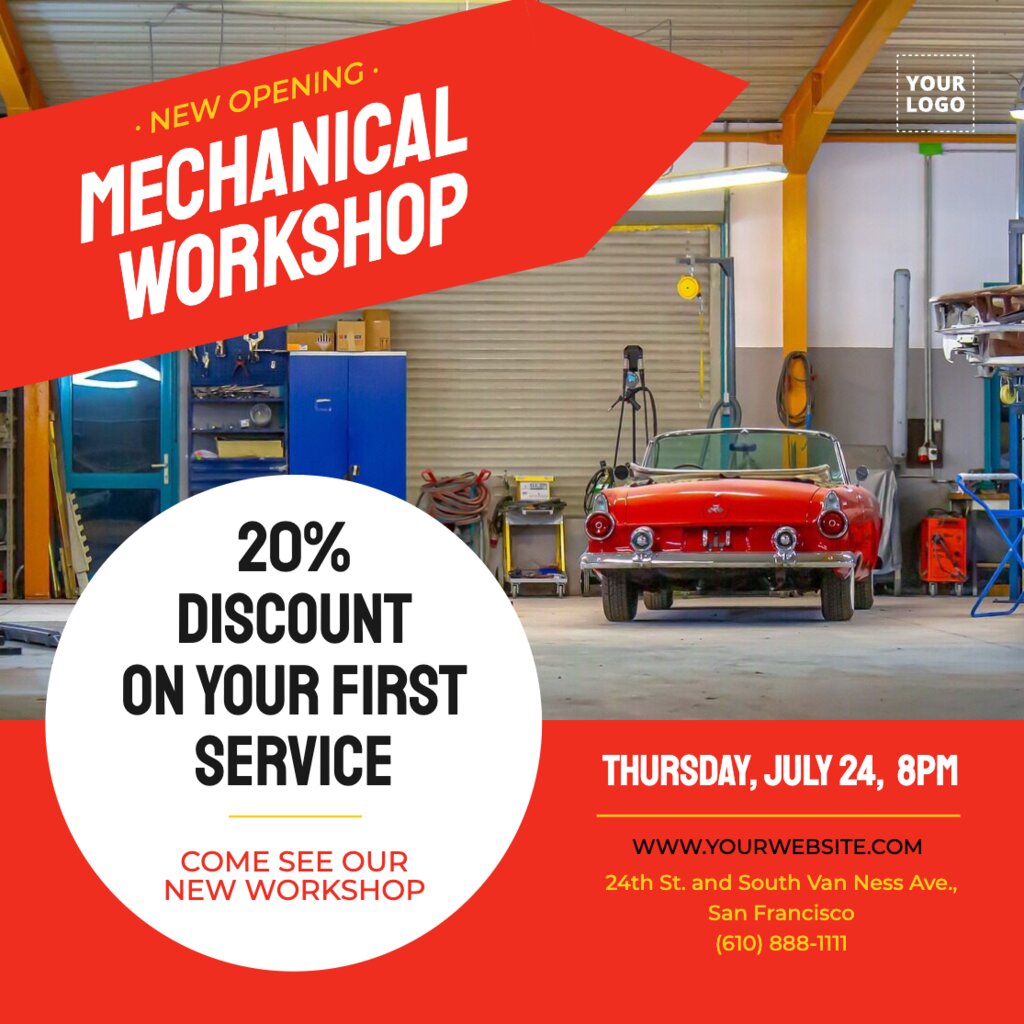 Designs for mechanical workshop promotions