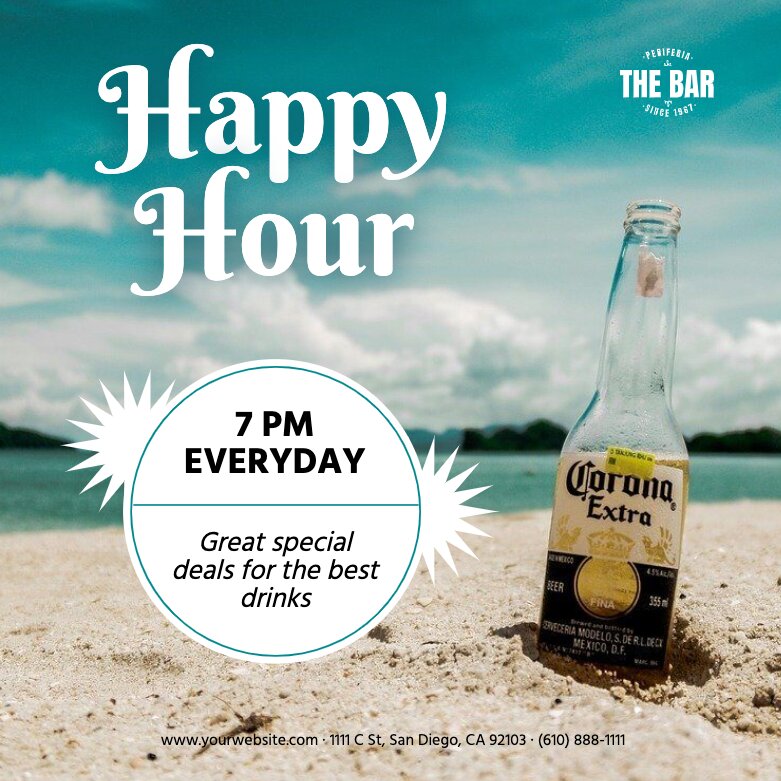 Posters for Happy Hour promotions editable online