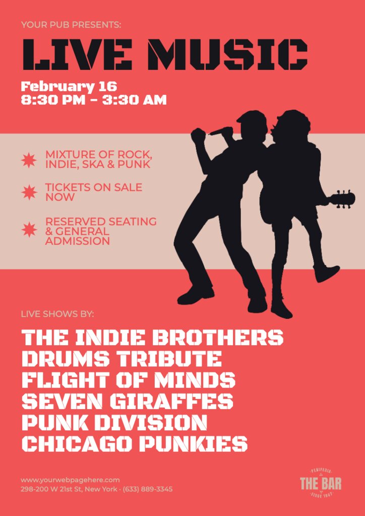 Create live music posters & flyers online