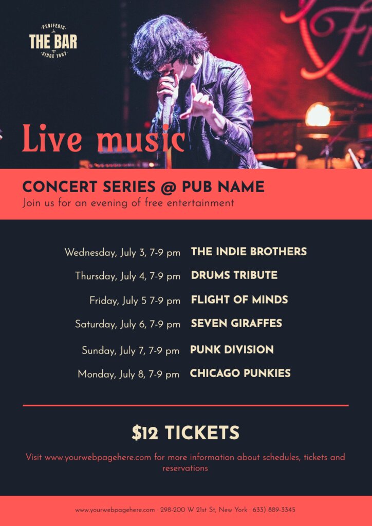 Create live music posters & flyers online