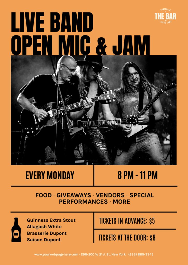 Create live music posters & flyers online