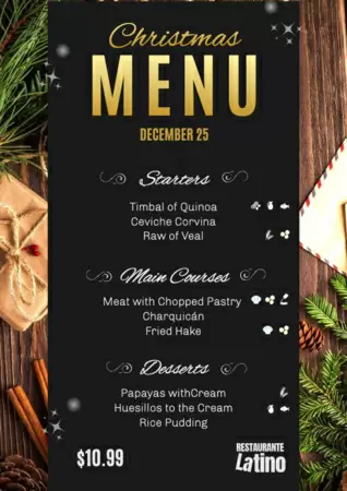 Modèles de menus pour le réveillon de Noël et du Nouvel An