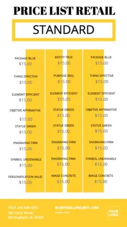 Vorlagen für Preislisten