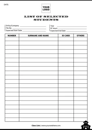 Free Editable Class List Templates