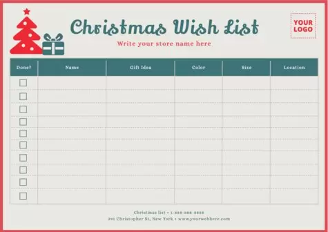 Printable Christmas List Templates for your Business