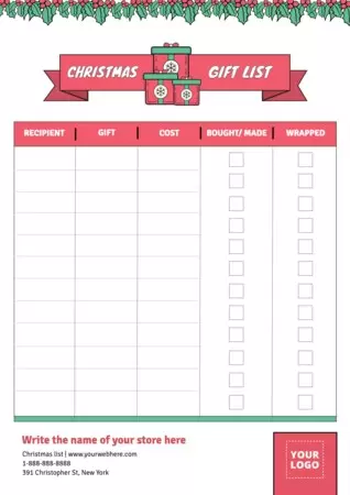 Printable Christmas List Templates for your Business