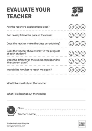Customizable Teacher Evaluation Examples Online