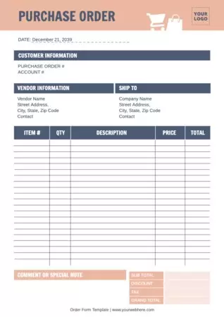 Printable Order Form Templates