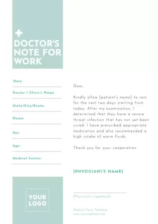 Printable Doctor's Note Templates for Work Absence