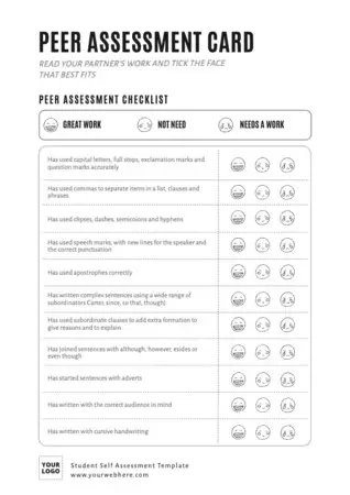 Editable Student Self Assessment Templates