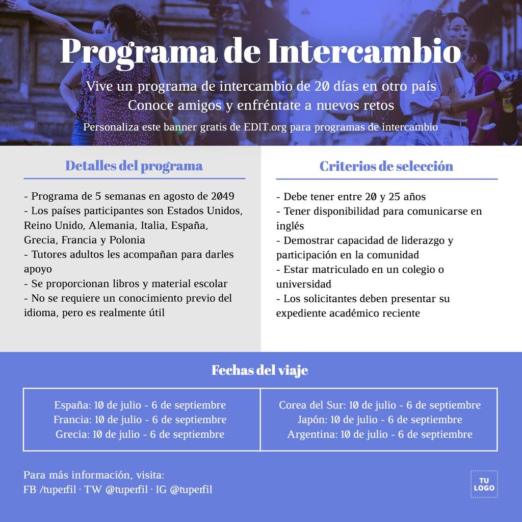 Diseños para promocionar programas de intercambios