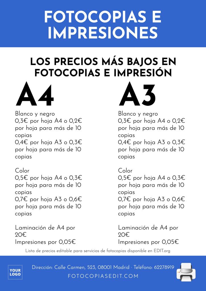 Crear online carteles de se hacen fotocopias (para imprimir)