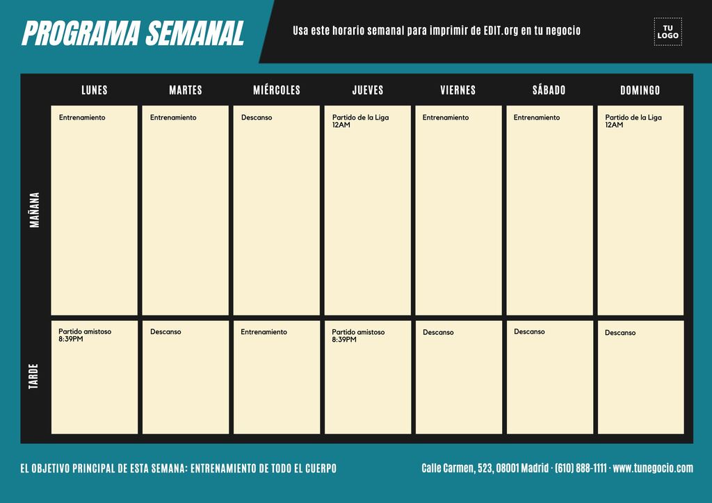 Plantillas de planificadores semanales editables online