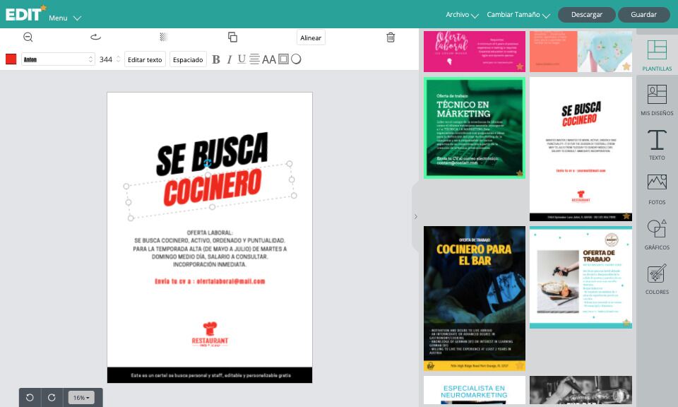 Crea diseños de se busca personal en un minuto