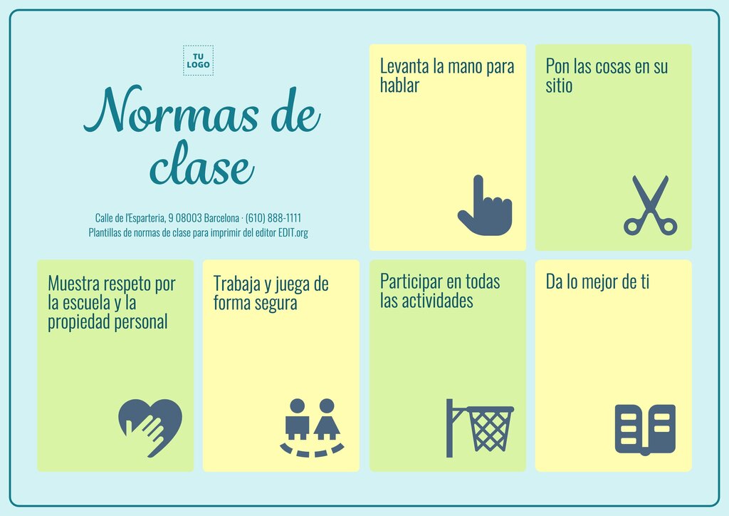 Plantillas de carteles de normas de clase personalizables y gratuitas