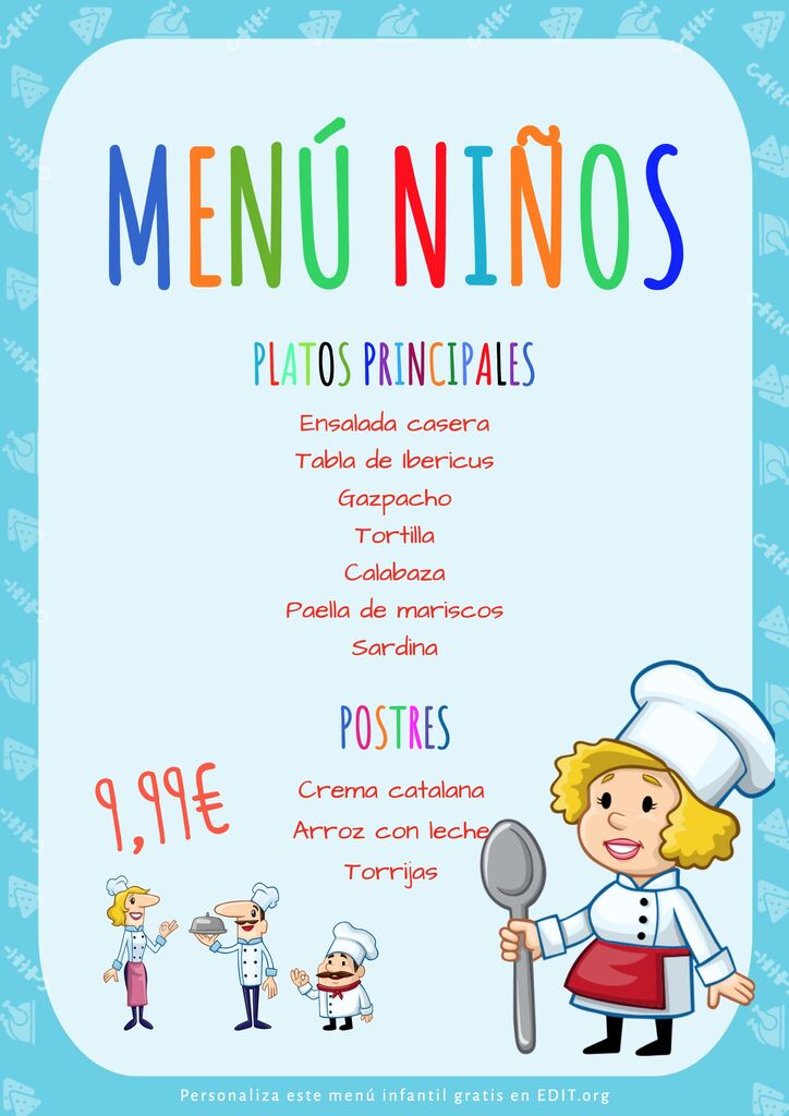 Plantillas de menú infantil para restaurantes