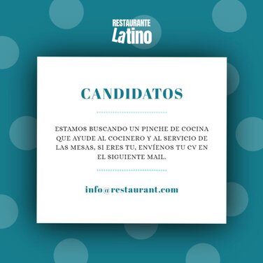 Crea diseños de se busca personal en un minuto