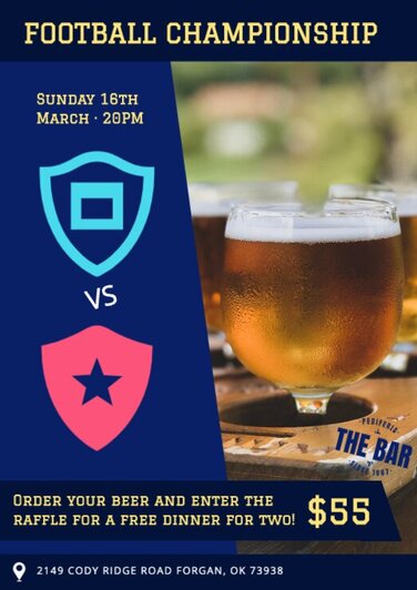 Posters to promote sport games in a bar
