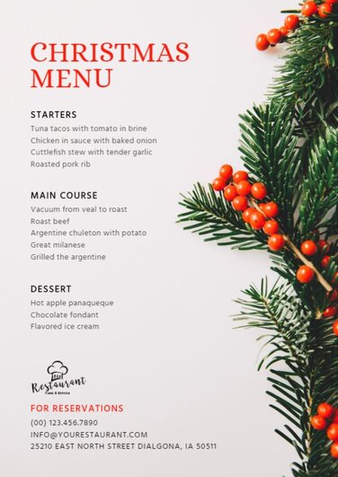 Modelos de menu para o Natal e Réveillon
