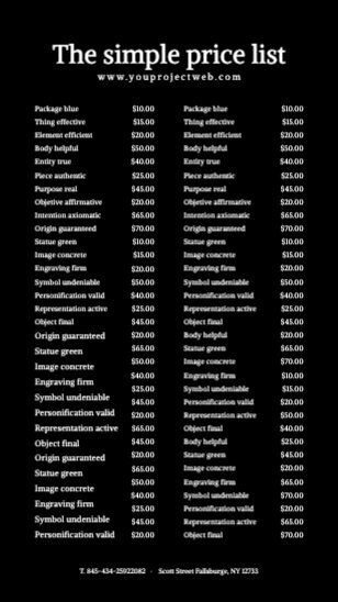 Price List Templates
