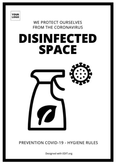 Disinfected Area signs to download