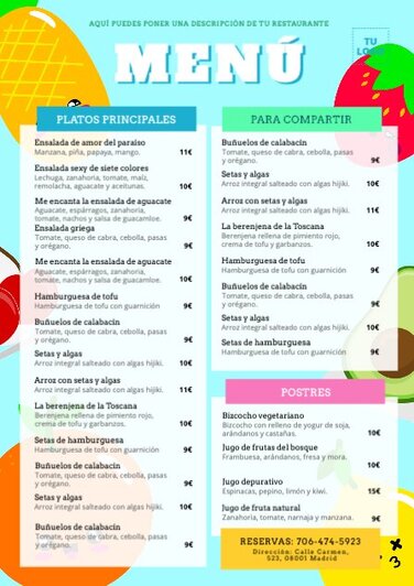 Plantillas de carta de postres para editar online