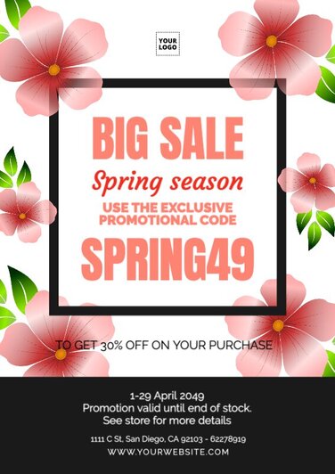 Online editable templates for spring sale posters
