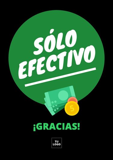 Carteles de Pago Solo en Efectivo para personalizar