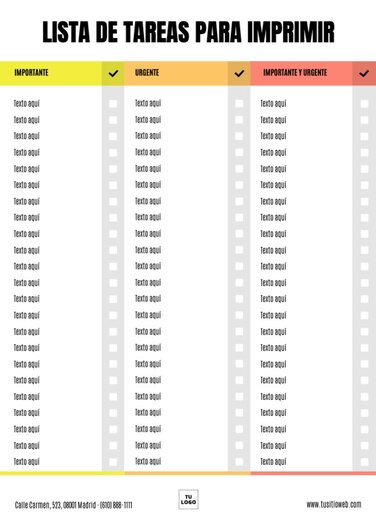 Plantillas de listas de verificación editables online (Checklists)