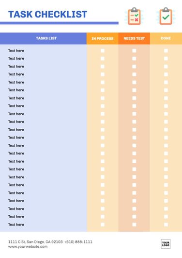 Online Editable Checklist Templates