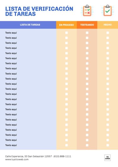 Plantillas de listas de verificación editables online (Checklists)