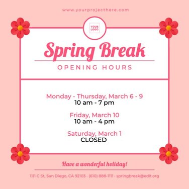 Custom Spring Break Flyer Templates