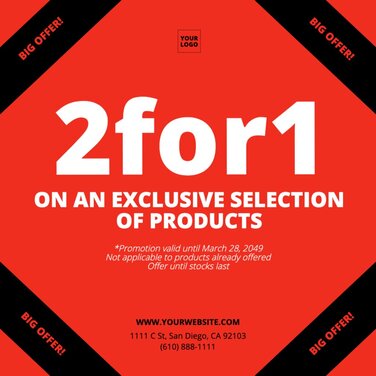 Editable 2 for 1 Offers Templates