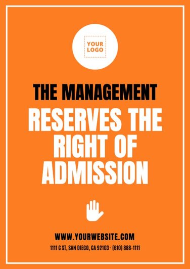 Free Printable 'Right of Admission' Signs