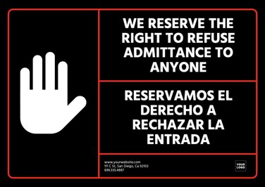 Free Printable 'Right of Admission' Signs